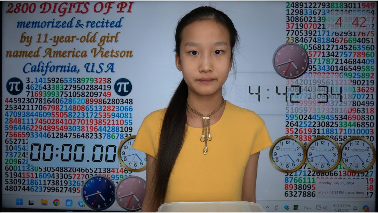 2800 Digits of Pi memorized and orally recited by 11-year-old girl ...