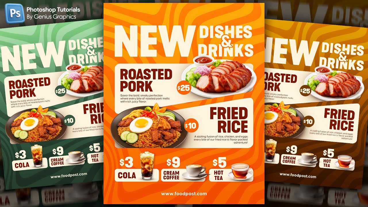 Creative Food Menu Poster Design in Photoshop - YouTube