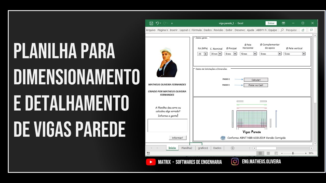 SUPERPLANILHA DIMENSIONAMENTO E DETALHAMENTO DE VIGAS PAREDE - WHATSAPP ...