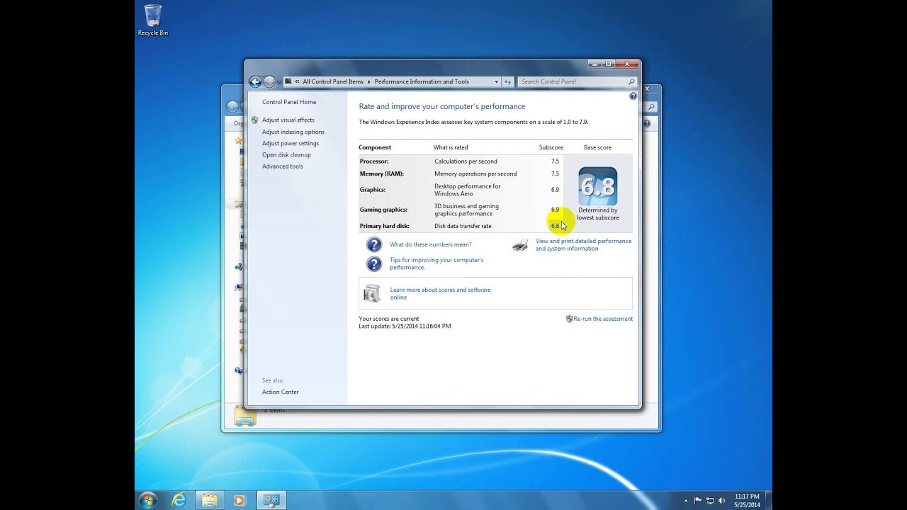 How to view "Windows Experience Index" in Windows 7 - YouTube