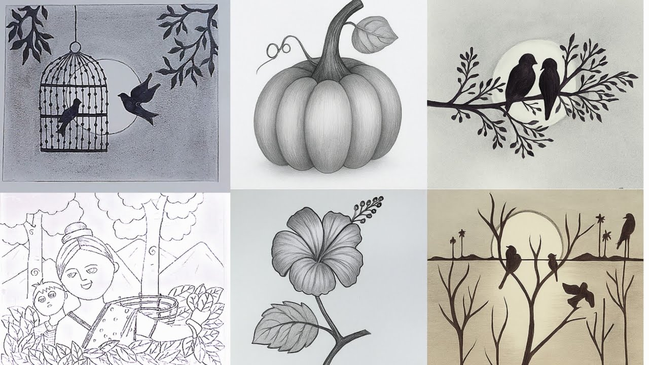 "6 Easy & Beautiful Drawing For Beginners | Step-by-Step realistic ...