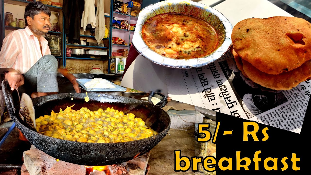 ONLY 5/- Rs BREAKFAST | Bedai aalo sabzi , Pakodi , jalebi | DHOLPUR ...