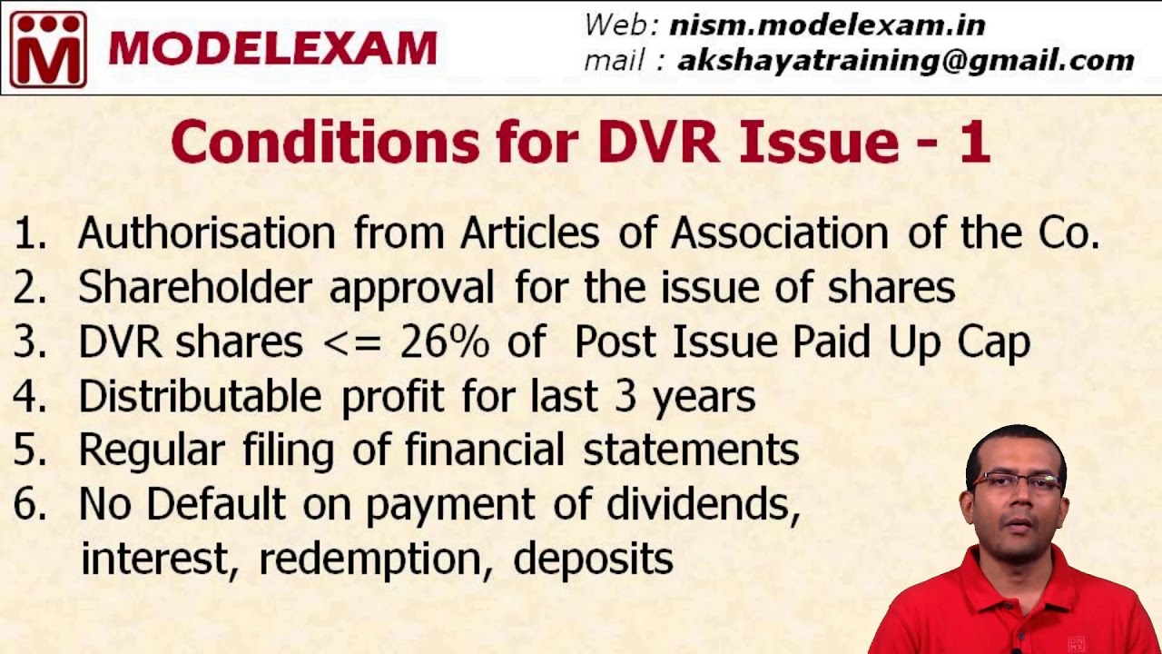 Capital Market - Conditions for DVR Issue - YouTube