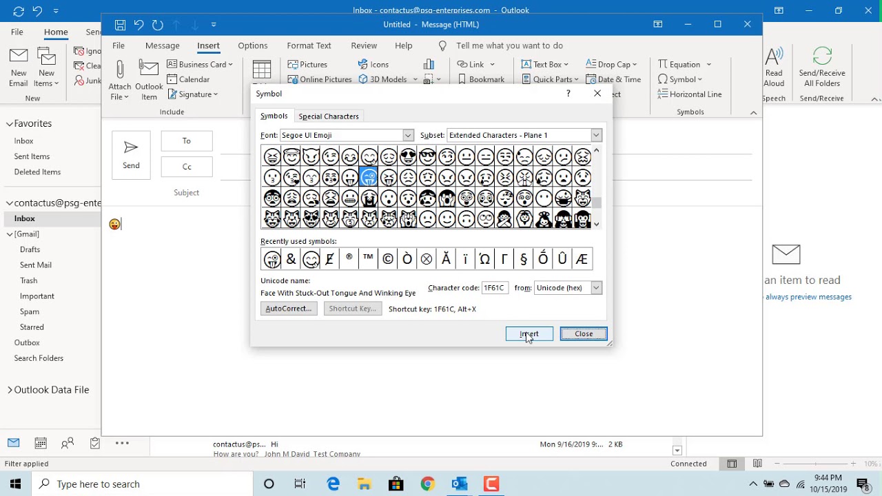 How to Insert Emoji and 3D Models into an email in Outlook - Office 365 ...