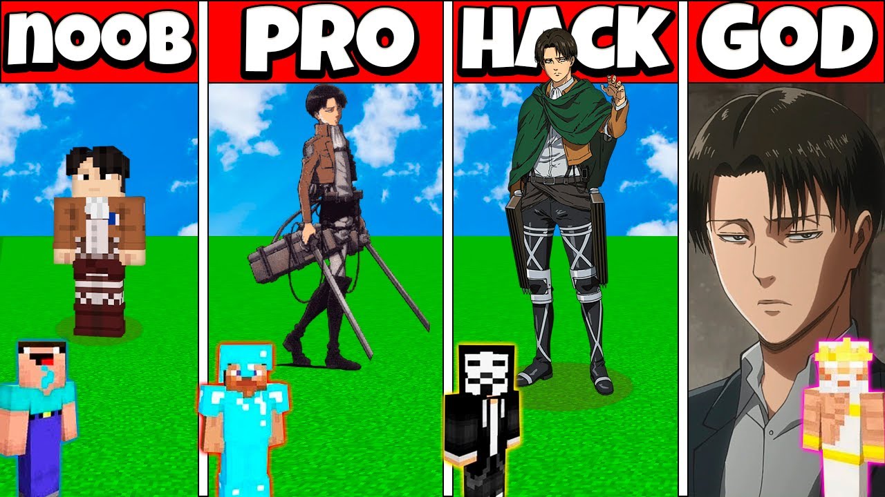 LEVI ACKERMAN HOUSE BUILD CHALLENGE - NOOB vs PRO vs HACKER vs GOD ...