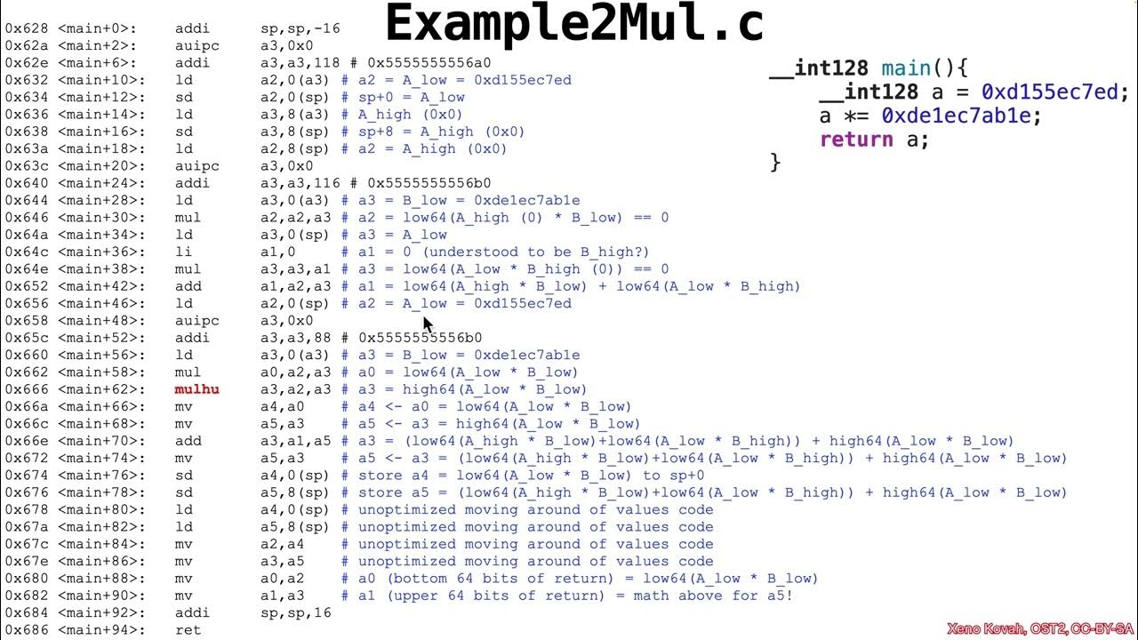Arch1005: RISC-V Assembly 11 MulDivRem 02 Example2Mul.c 3 - YouTube