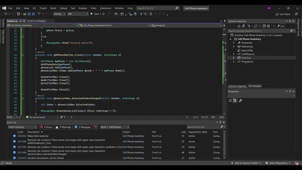 Cell Phone Inventory Programming fundamentals 10D - YouTube