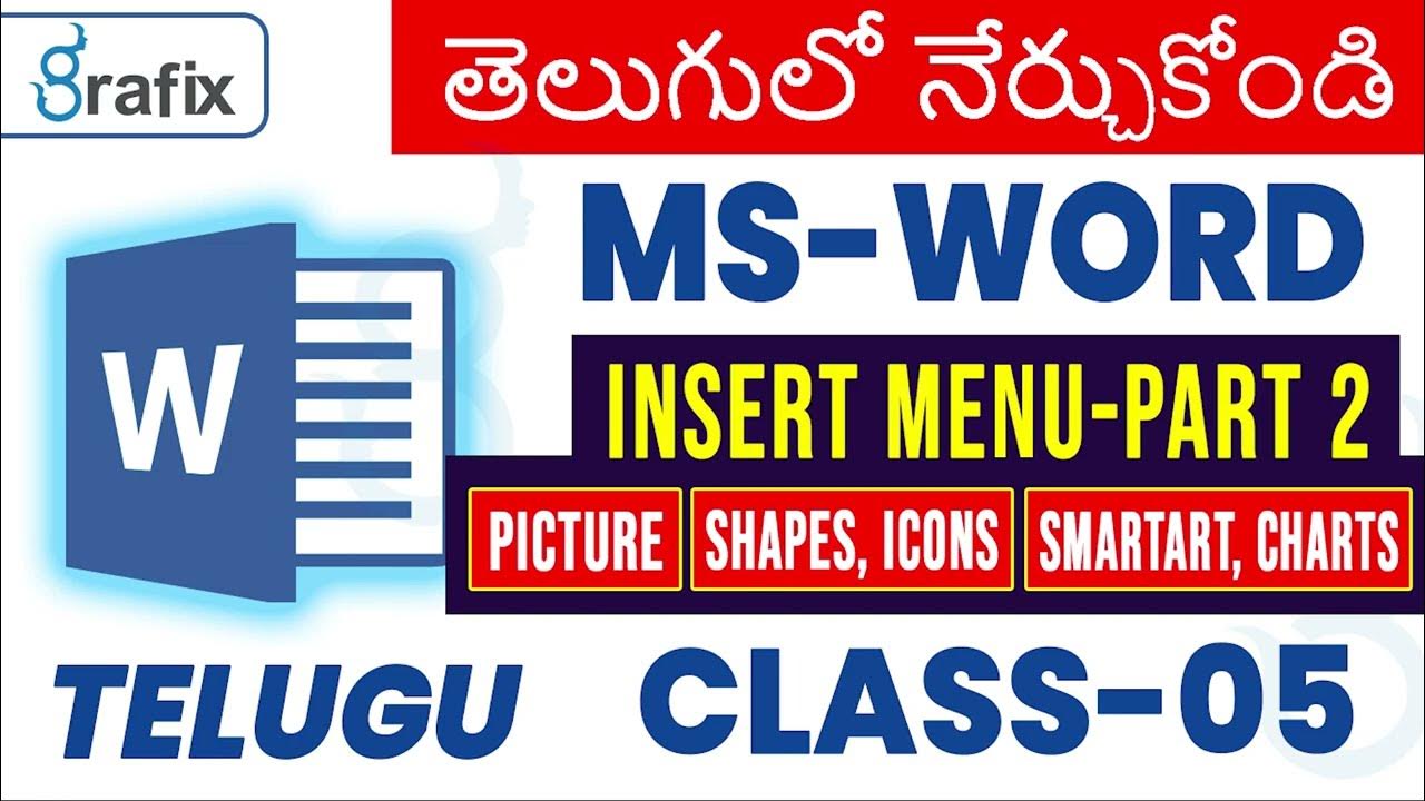 Microsoft Word Insert Menu Part-2 in Telugu Class 5 | Complete MS-Word Tutorial 2021 for ...