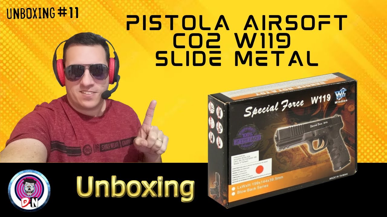 UNBOXING#11 Pistola Airsoft Co2 W119 Slide Metal - YouTube