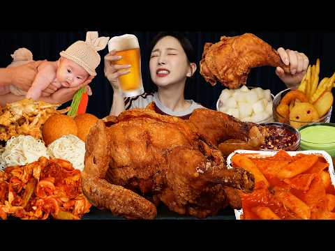 HARU 50일✨ 힘든 촬영 후 옛날통닭 치맥 먹방 Crispy Chicken Mukbang ASMR Ssoyoung