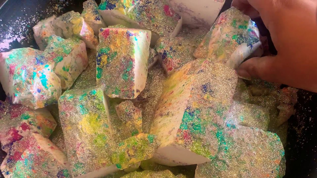 Fresh blocks with glitter and holi powder - YouTube