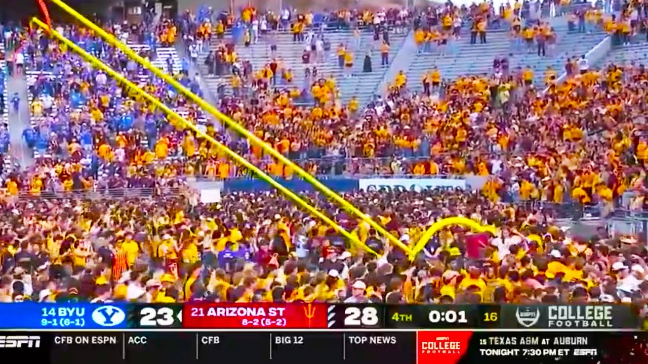 ASU Arizona Fans Storm the Field, Take Down Goal Posts | Arizona State ...