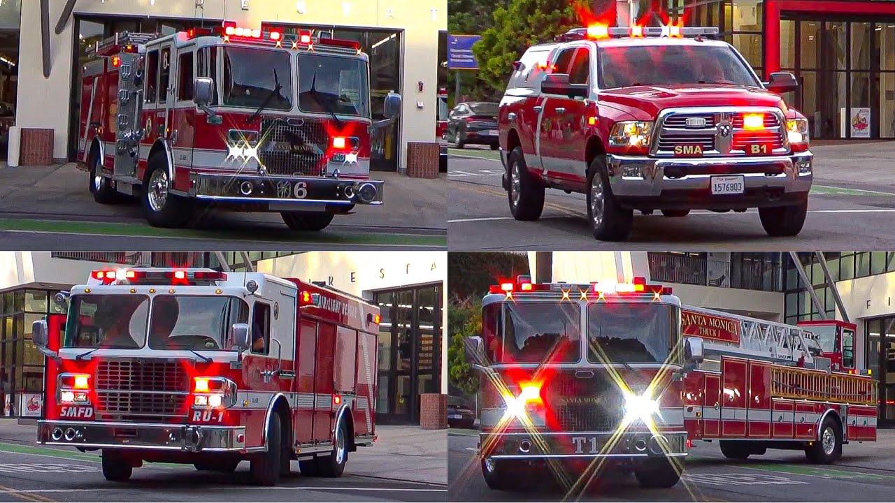 *FULL HOUSE* Santa Monica Fire Dept Engine 6, Truck Co, Battalion 1 ...