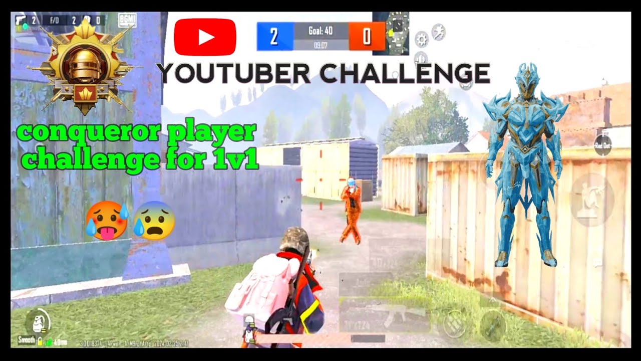 Conqueror player challenge for 1v1 || youtuber challenge || pro player ...