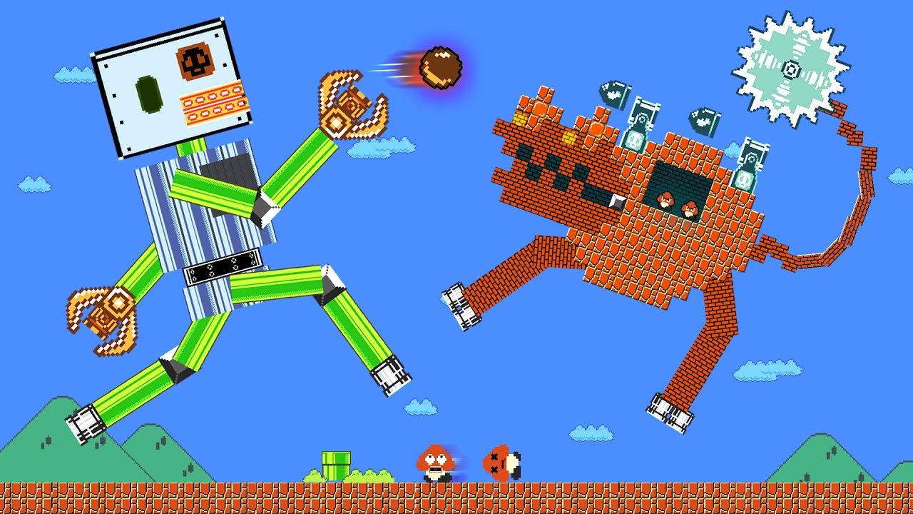 MARIO Robot War Vs GIANT Robo-GOOMBA Calamity | Game Animation - YouTube