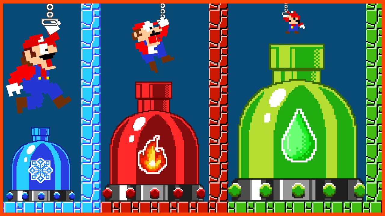 Can Mario and Tiny Mario Collect the Ultimate FIRE and ICE & Acid of ...