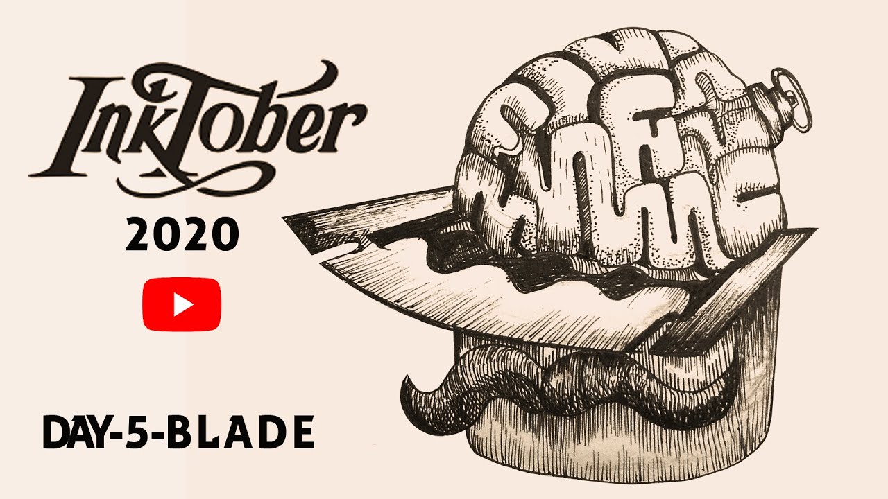 INKTOBER 2020 // Day 5 : BLADE // Ink drawing Tutorial - YouTube