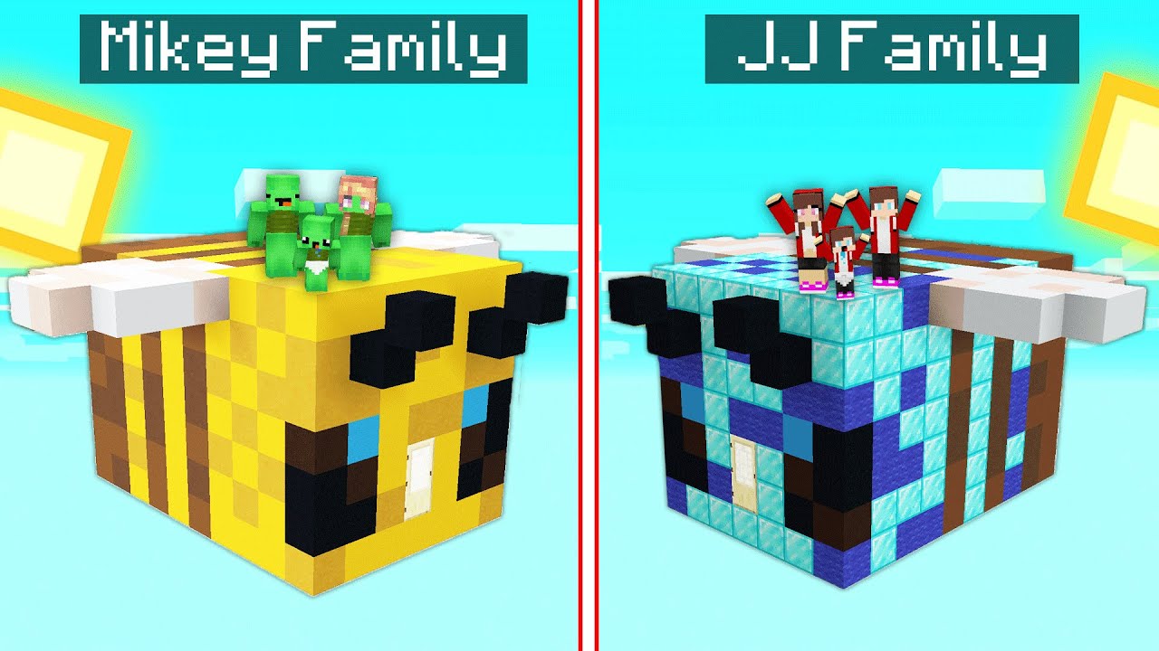 SKYBLOCK BEE MIKEY FAMILY vs Diamond Skyblock Diamond Bee JJ family ...