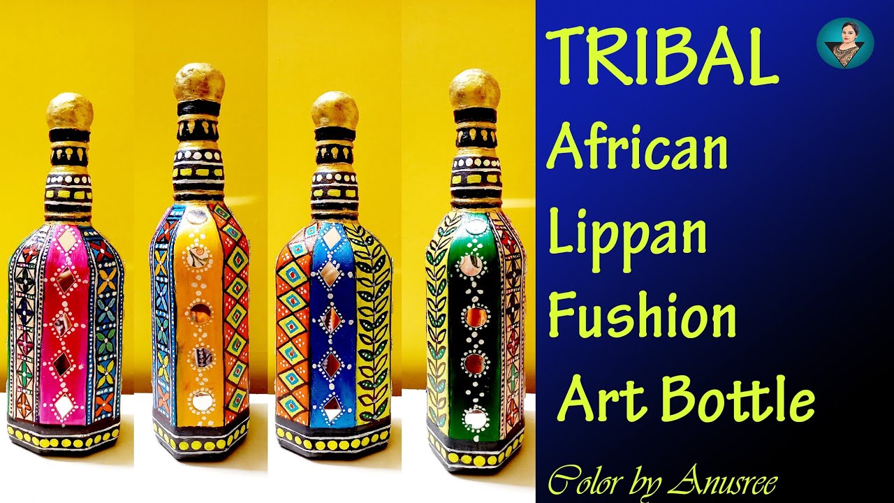 TRIBAL ART ON BOTTLE/African Tribal Boho Lippan Art/ Lippan Art on ...