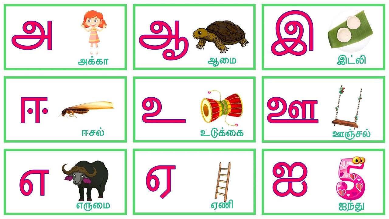 Uyir Ezuthukkal | Learn Tamil Alpabets Words | உயிர் எழுத்துக்கல் அ ...