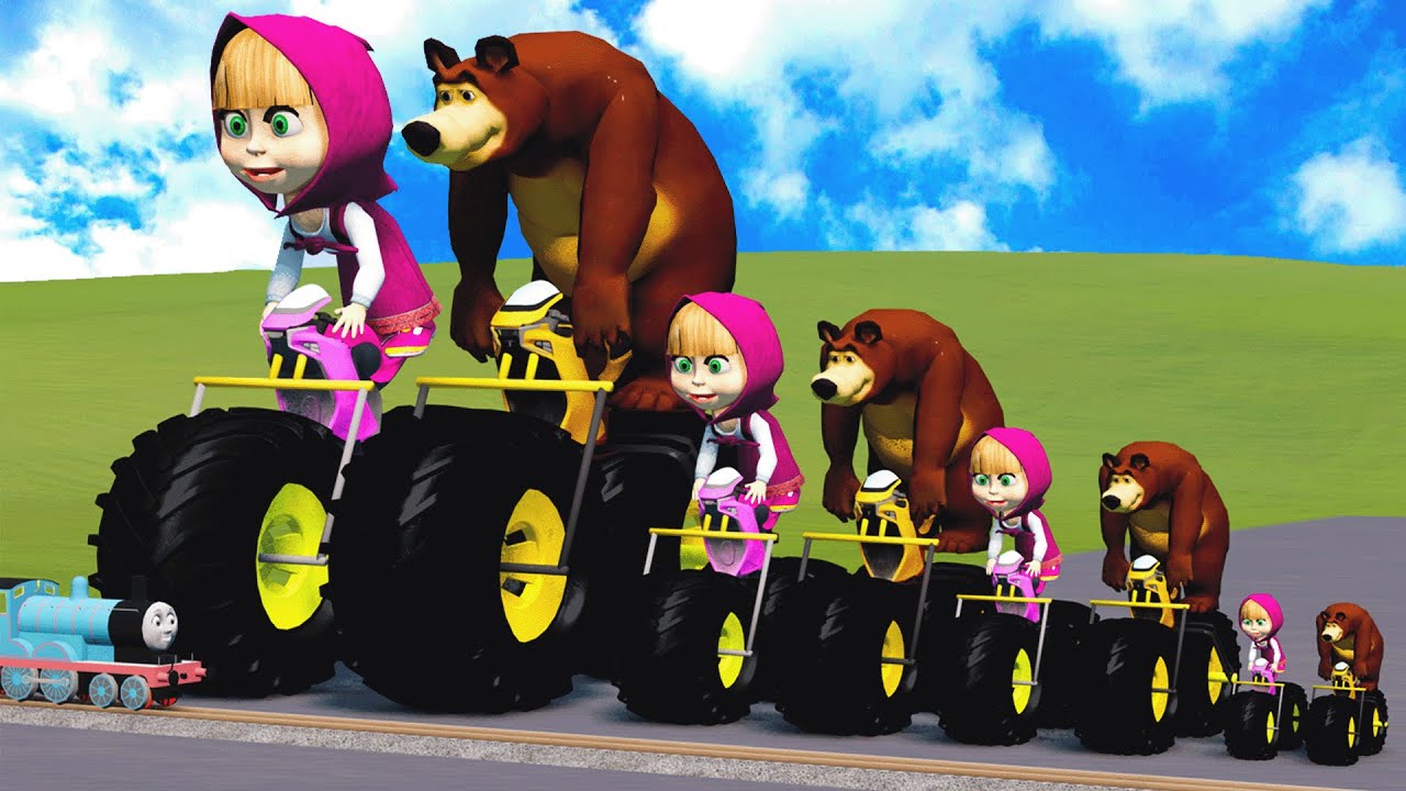 Big & Small Masha and The Bear VS Thomas the Tank Engine in BeamNG ...
