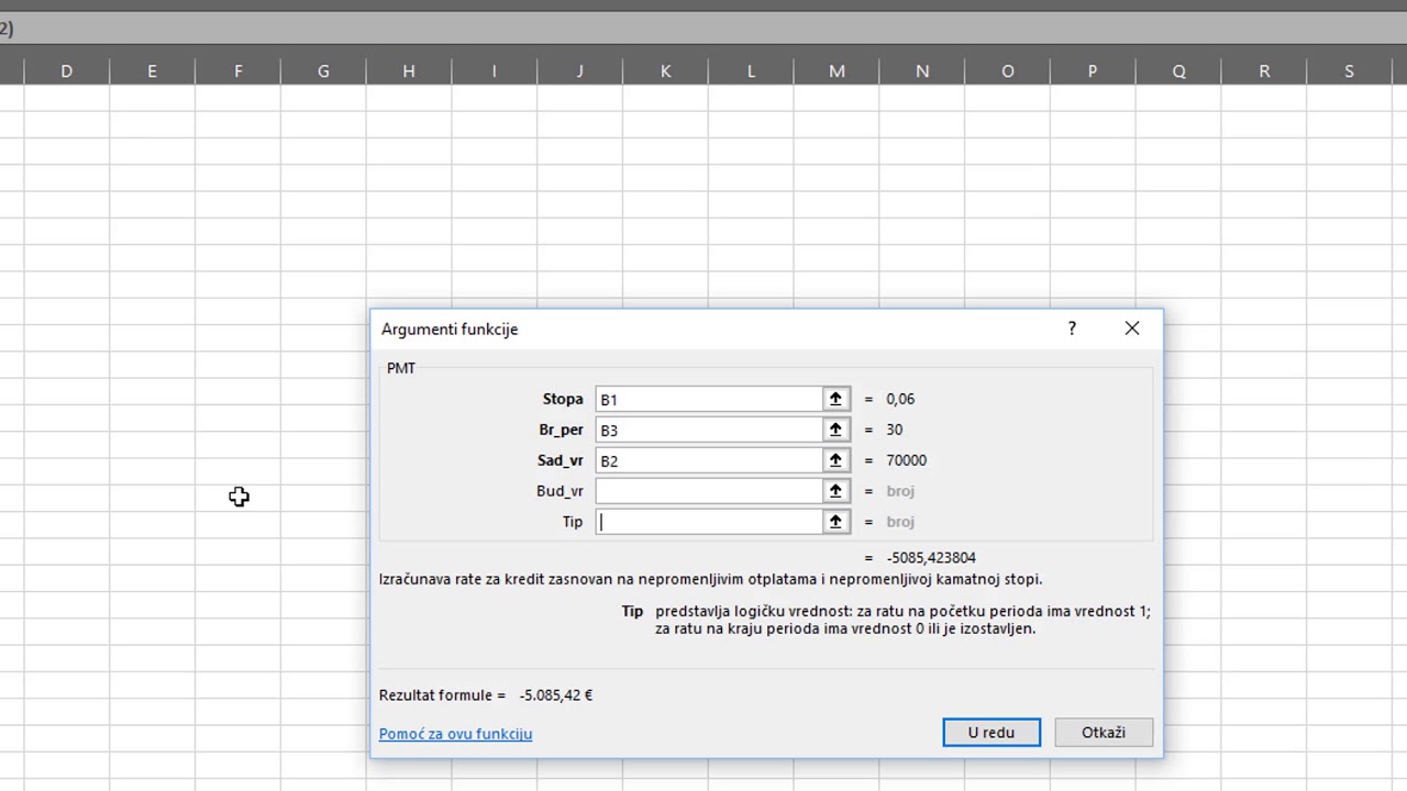 Excel kreditni kalkulator - YouTube