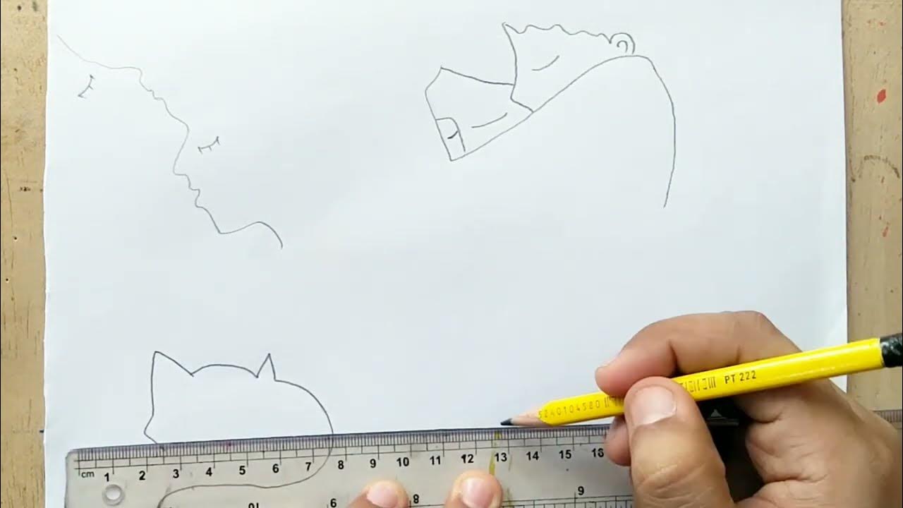 how to draw one line drawing|drawing tricks|pencil drawing|step by step ...