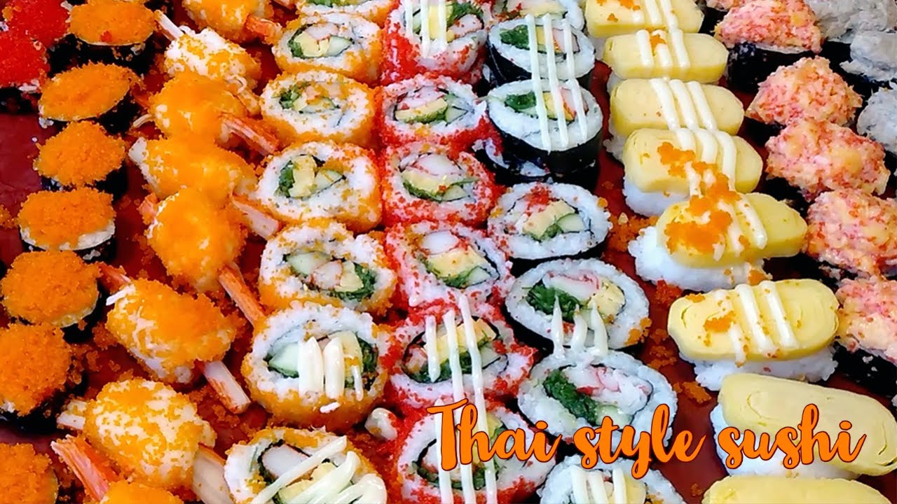 Thai style sushi - Thailand Street Food at Bangkok - YouTube