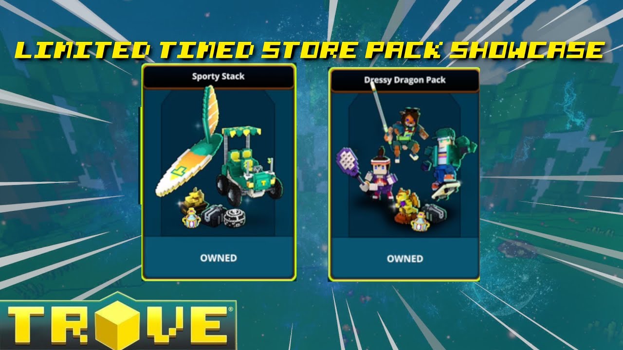 Trove Store Pack Showcase: Sporty Stack and Dressy Dragon Pack! (Extra Packs 2020-21) - YouTube