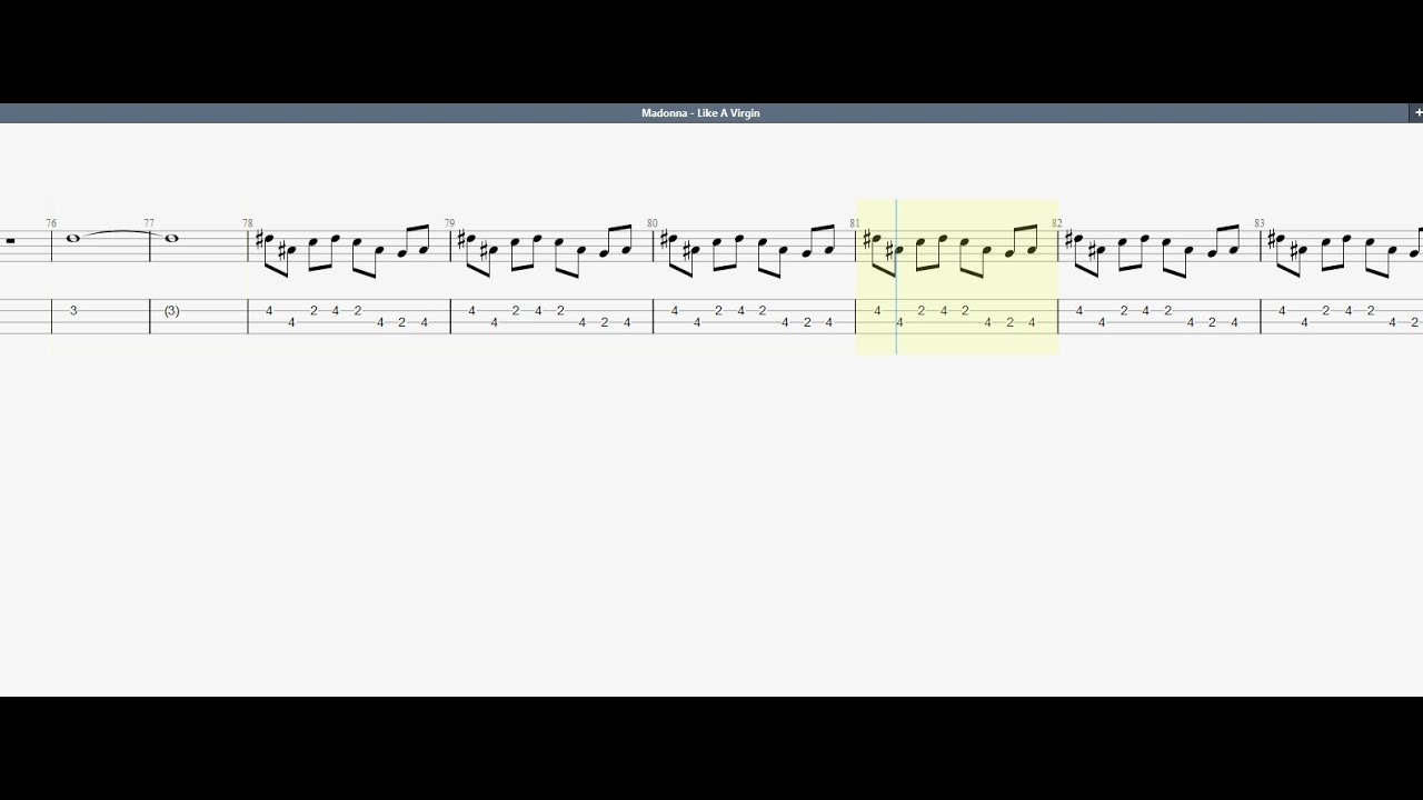 Madonna - Like A Virgin BASS GUITAR TAB - YouTube