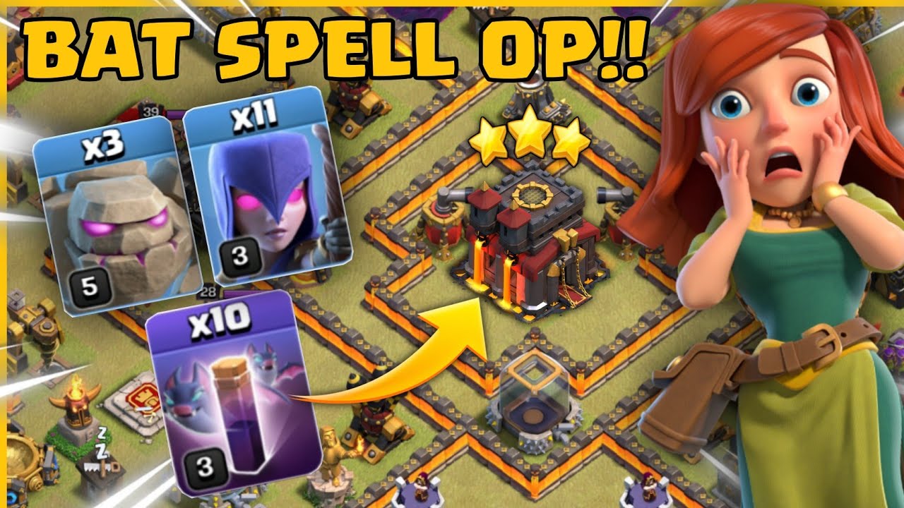 BAT SPELL OP!! TH10 GoWitch Attack Strategy With Bat Spells - Best TH10 ...