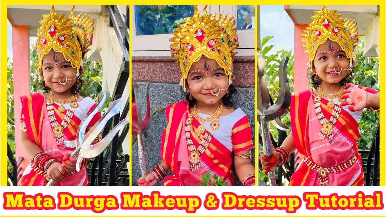 Durga Mata Makeup & Dressup Tutorial Maa Durga Makeup Look - Durga Maa ...
