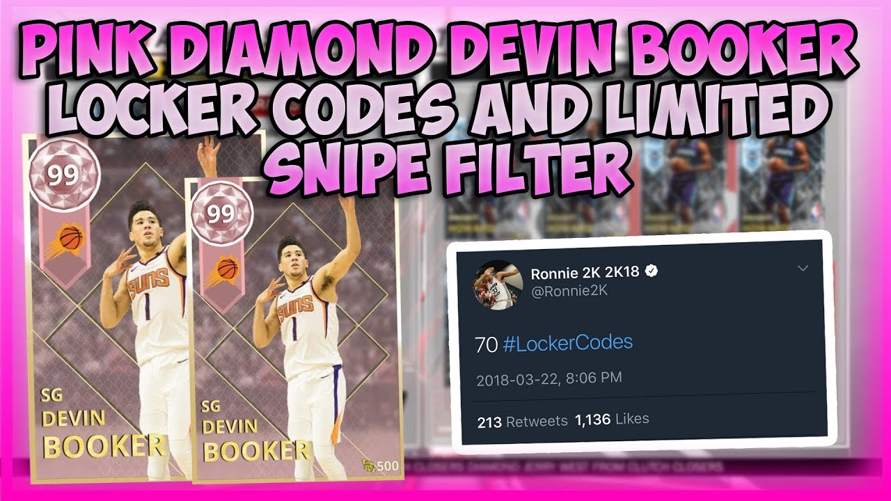 NBA2K18 MYTEAM PINK DIAMOND DEVIN BOOKER LOCKER CODE AND LIMITED SNIPE ...