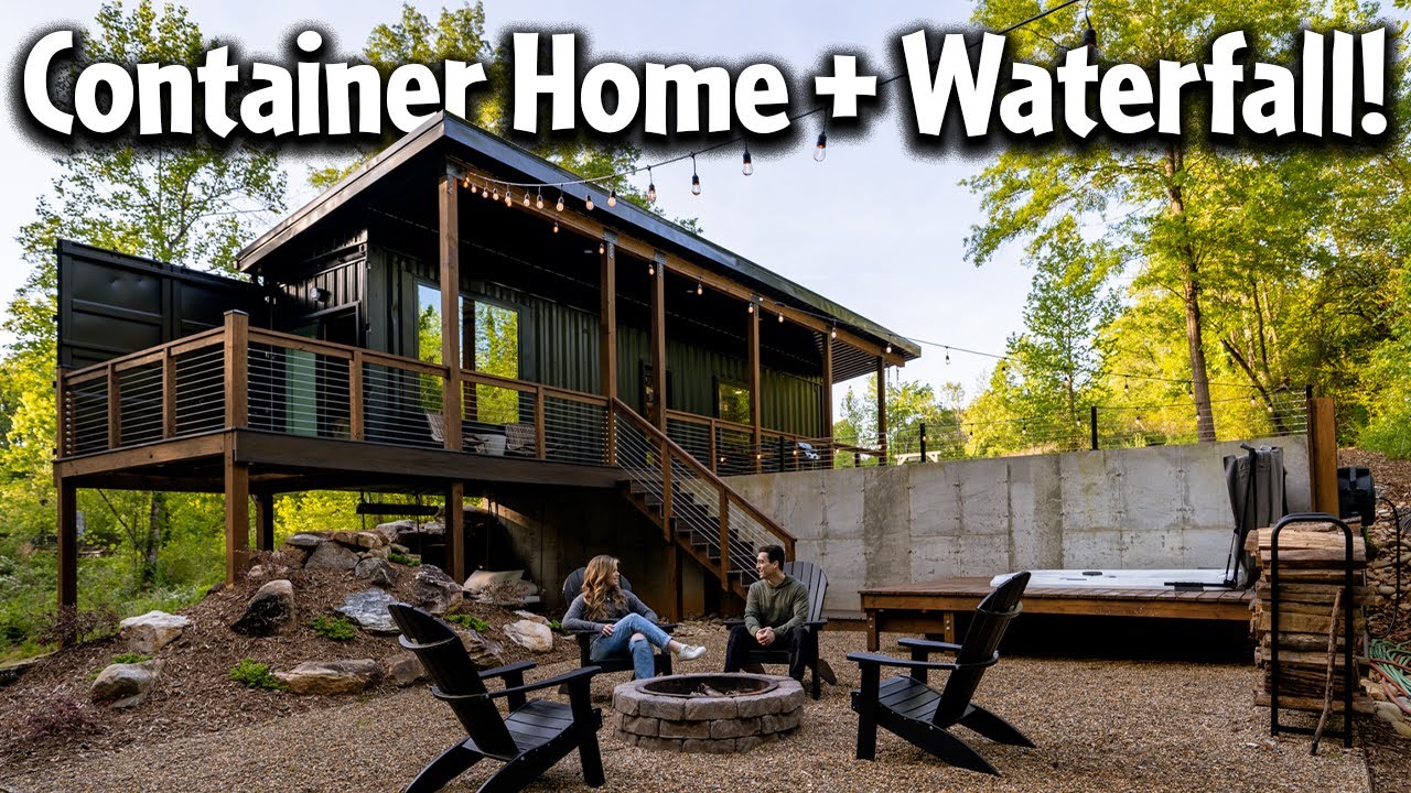 LUXURY Shipping Container Tiny Home with Private Waterfall! - YouTube