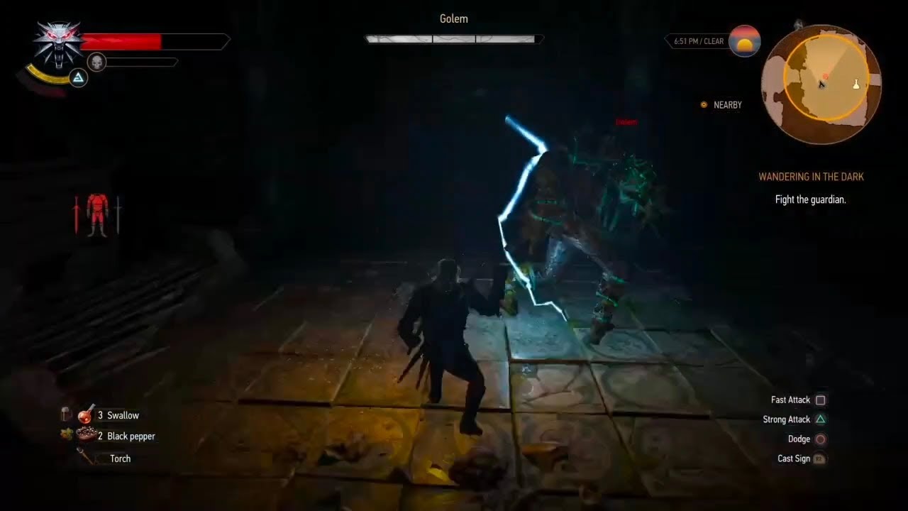 Witch and Witcher fight together to defeat golem The witcher 3 (PS4 ...