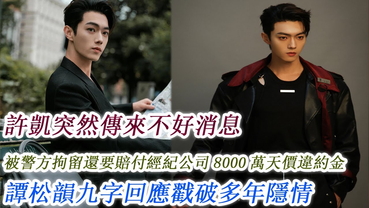 許凱突然傳來不好消息，被警方拘留還要賠付經紀公司8000萬天價違約金，譚松韻九字回應戳破多年隱情！ - YouTube