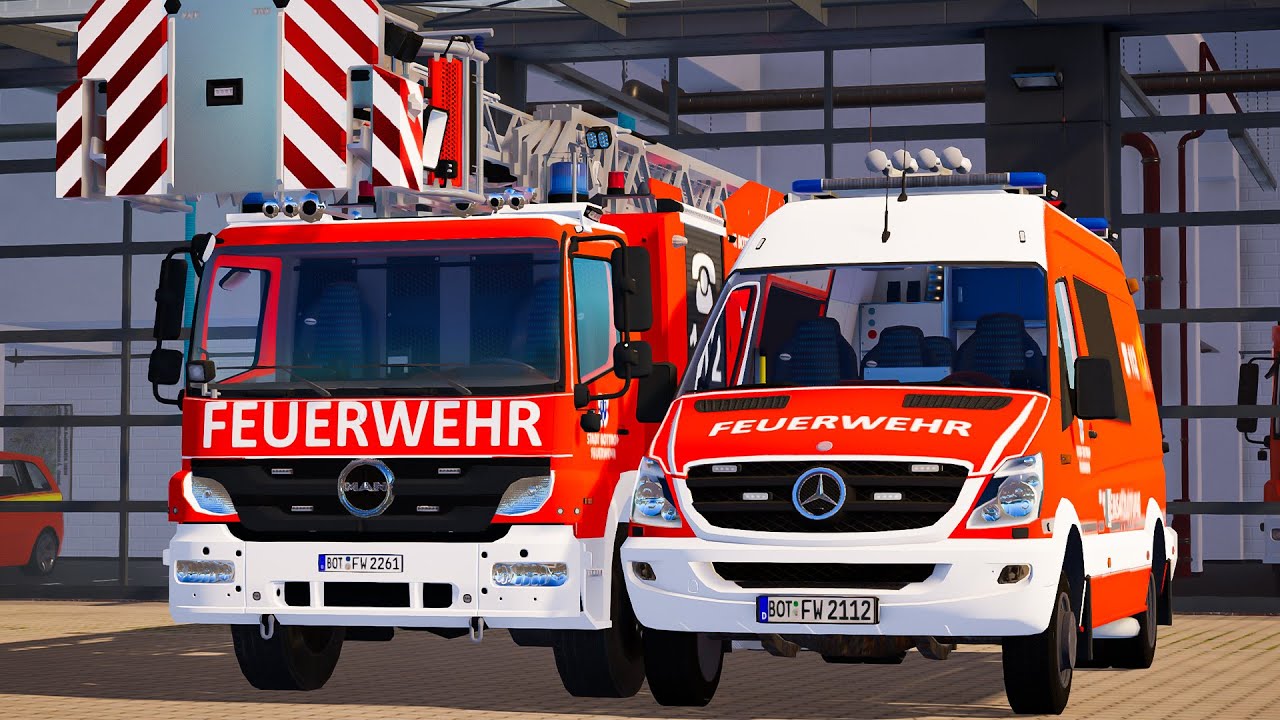 Emergency Call 112 - German Firefighters, Ladder Truck Responders on ...