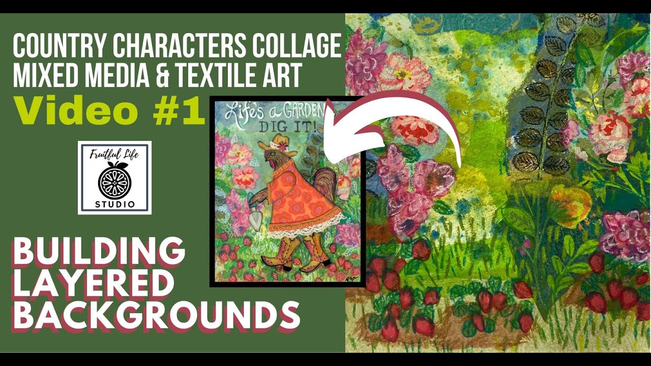 Country Character Collage Mixed Media Art #1: Layered Backgrounds, Junk ...