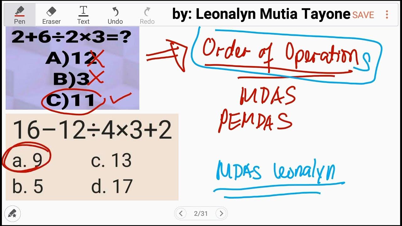 ORDER OF OPERATIONS: MDAS PEMDAS GEMDAS BODMAS - YouTube