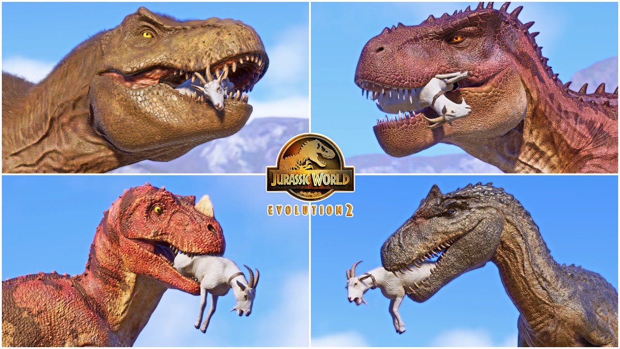 All Hungry Dinosaurs vs Goats in Jurassic World Evolution 2 - YouTube