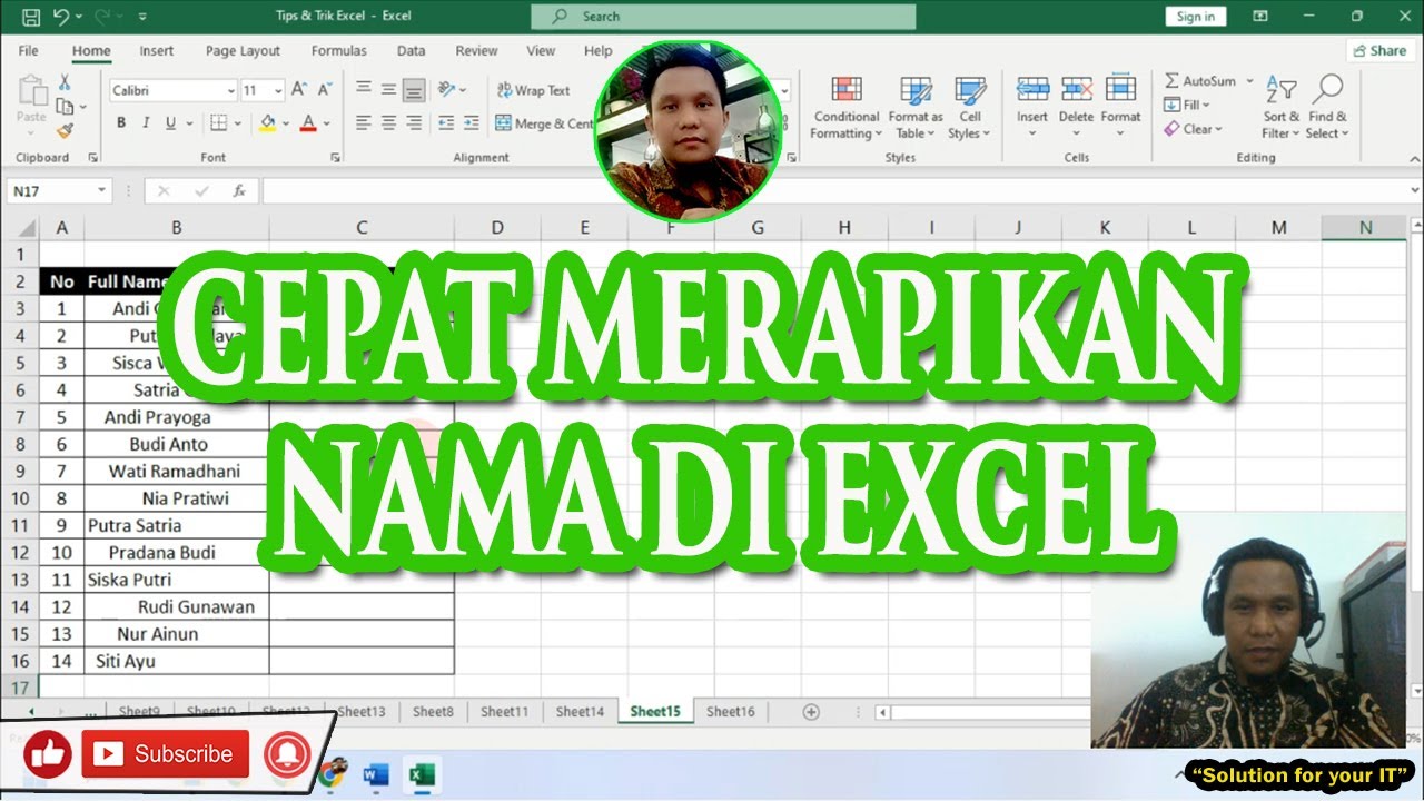 🔴 Cara Cepat Merapikan Nama-Nama di Excel - YouTube