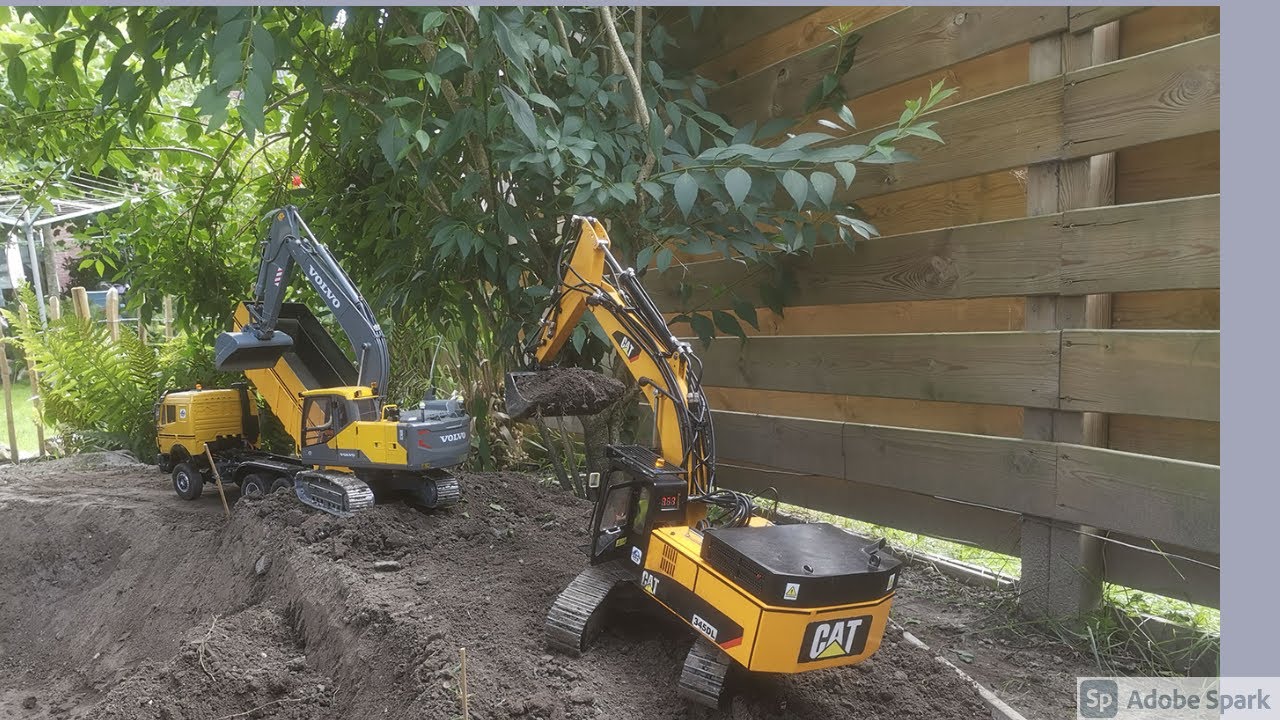 volvo ec160e & caterpillar 345dl - YouTube