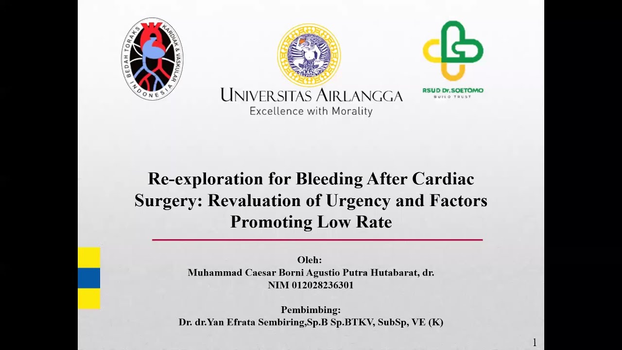 Re-exploration for Bleeding After Cardiac Surgery Revaluation of ...
