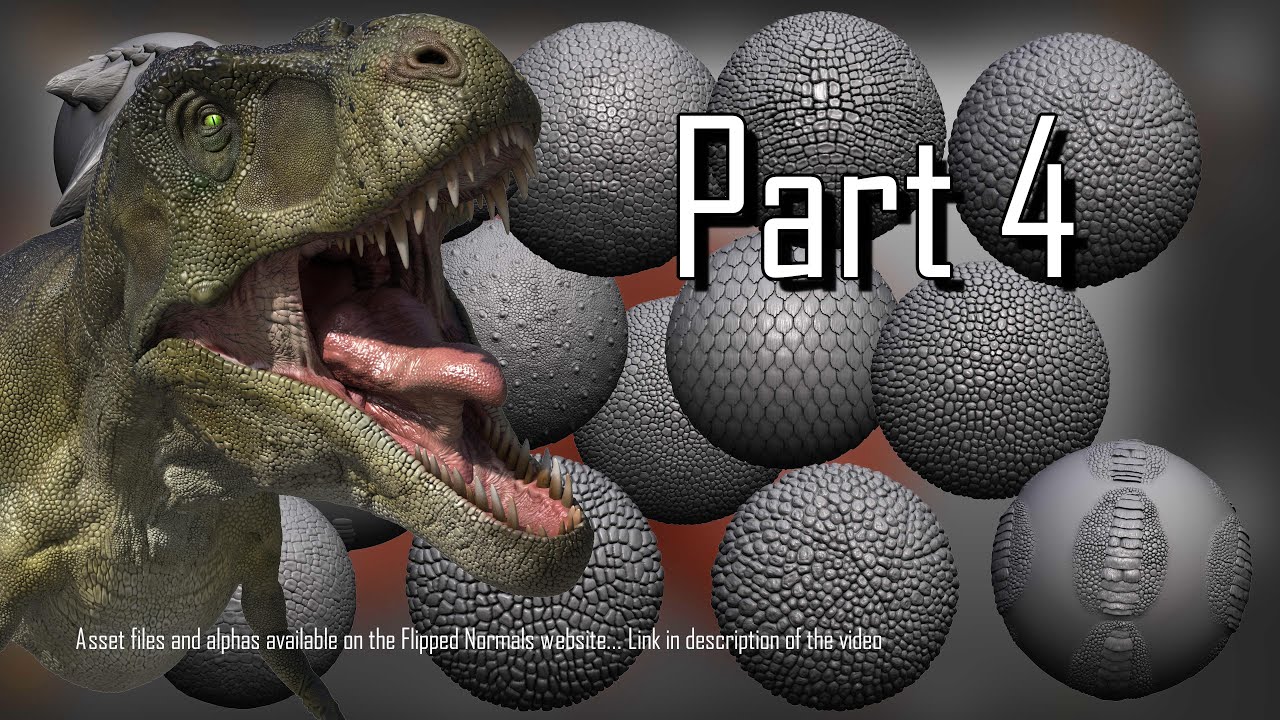 texture a T rex in Zbrush. Turn paint into scales - YouTube