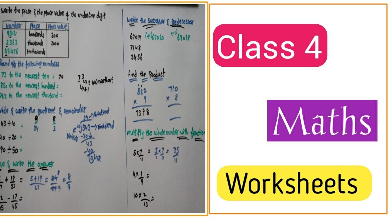 Maths Worksheets for Class 4 || Math for Class 4 || Grade 4 Practice ...