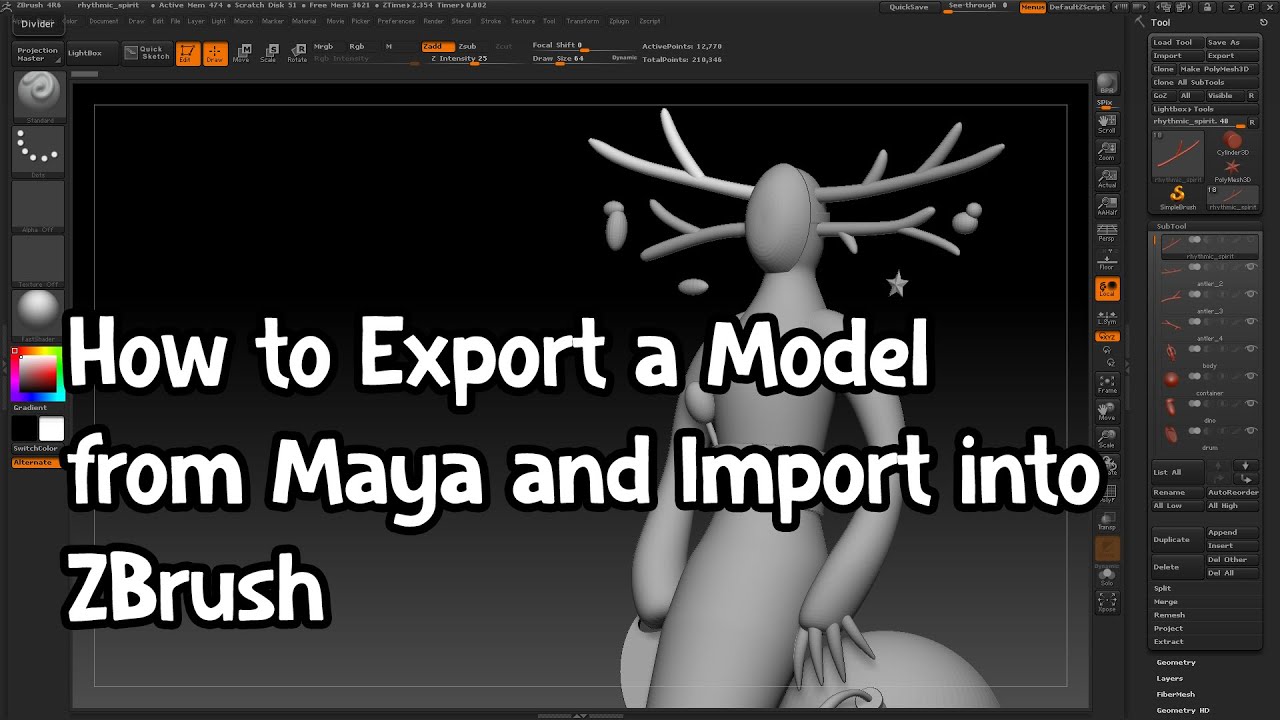 How to Export a Model from Maya and Import into ZBrush - YouTube