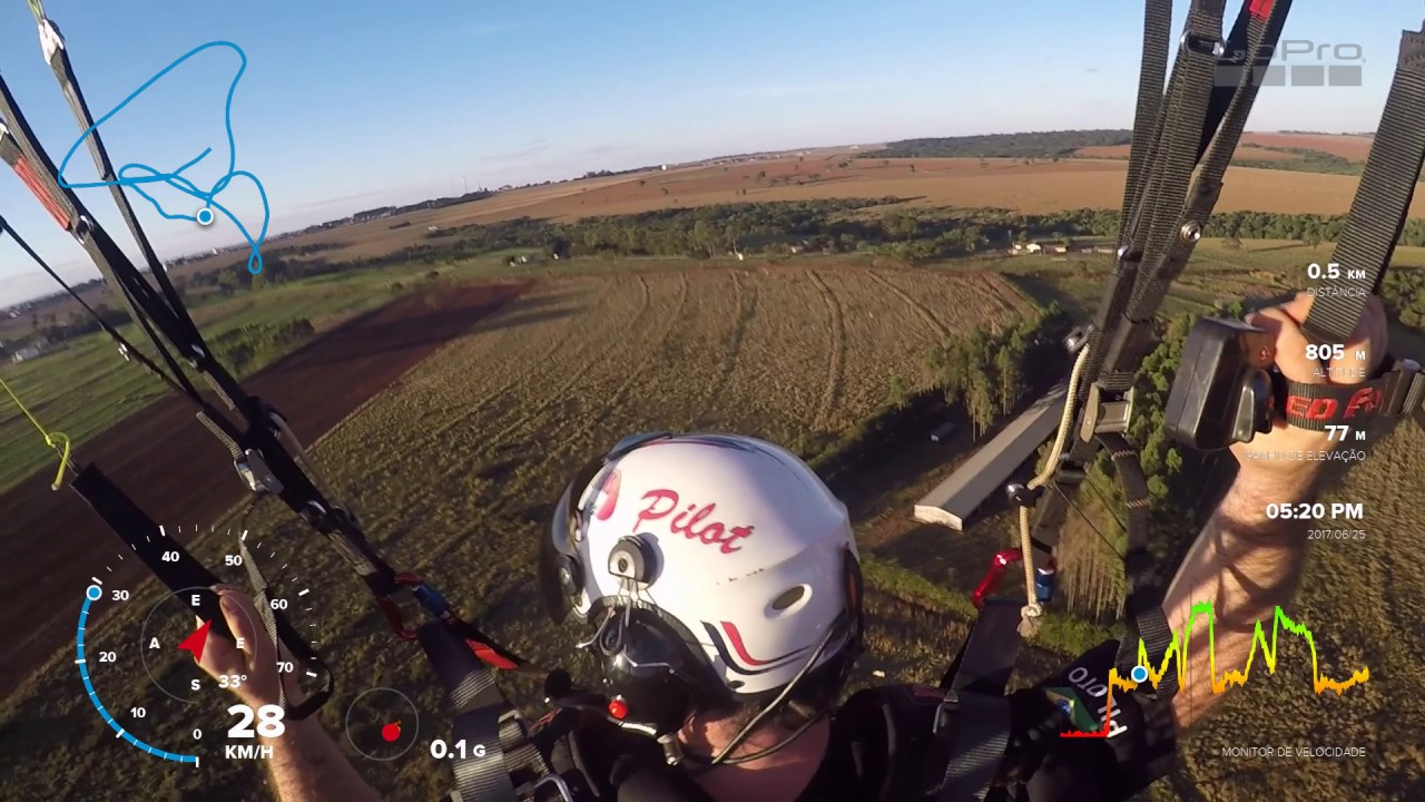 Voo paramotor com dados GPS GO PRO HERO 5 - YouTube