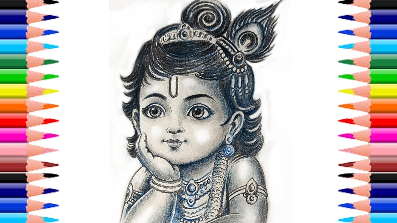 Lord Sree Krishna pencil sketch shading step by step easy | drawing ...