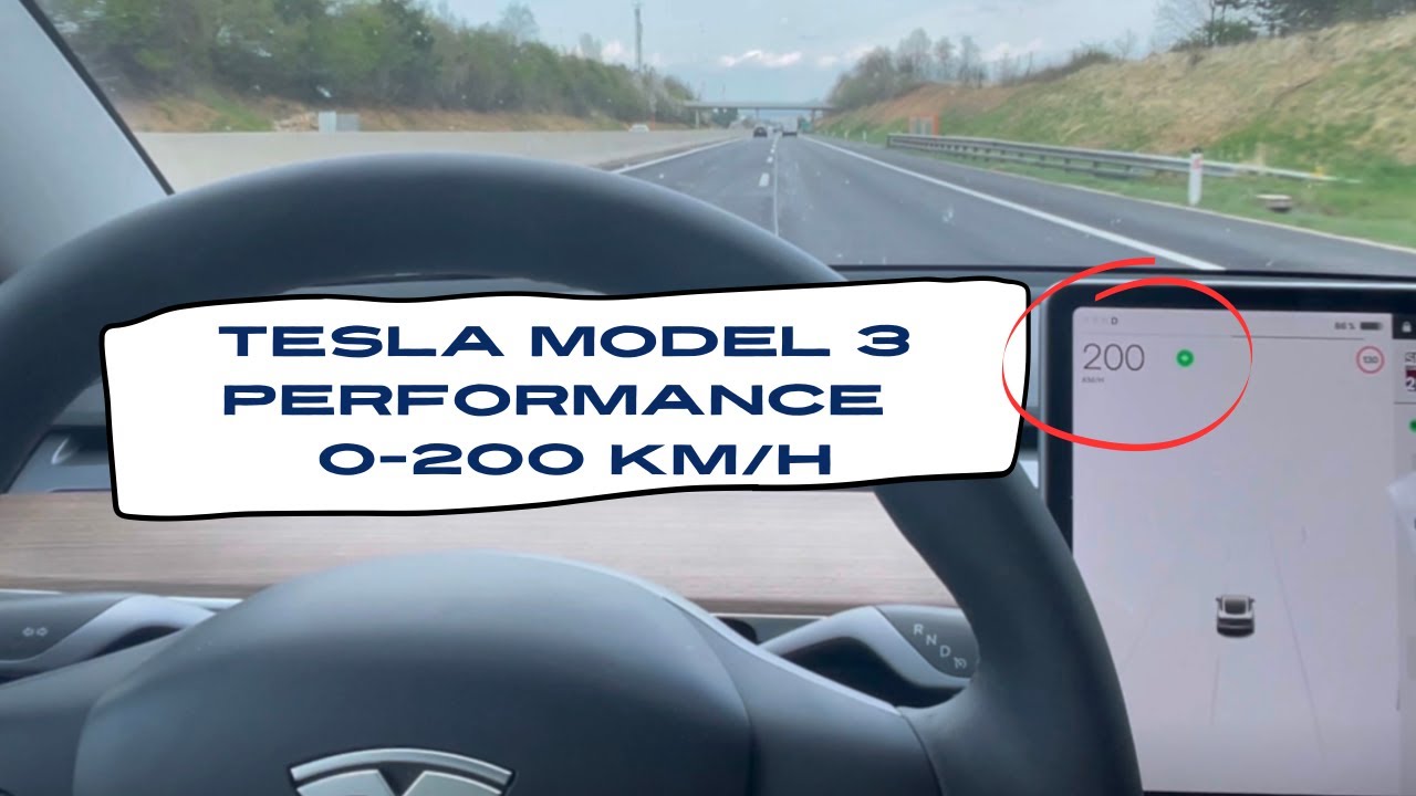 Tesla Model 3 Performance 0-100 km/h 0-200 km/h - YouTube