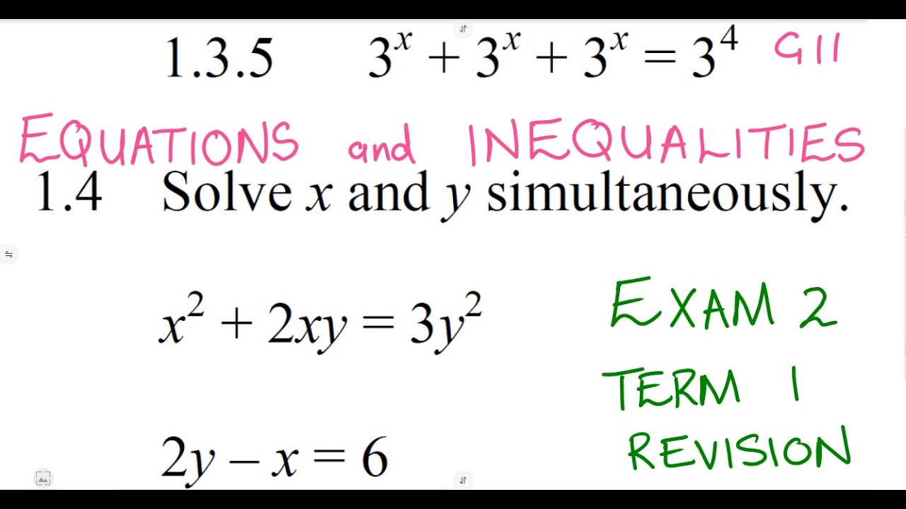 Mathematics Grade 11 Equations and Inequalities Exam 2 - Term 1 ...